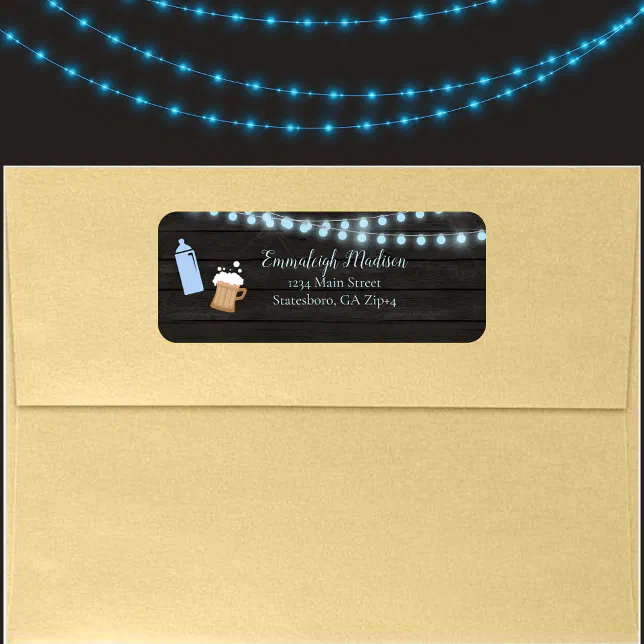 Baby Is Brewing Blue Baby Shower Return Address Label | Zazzle