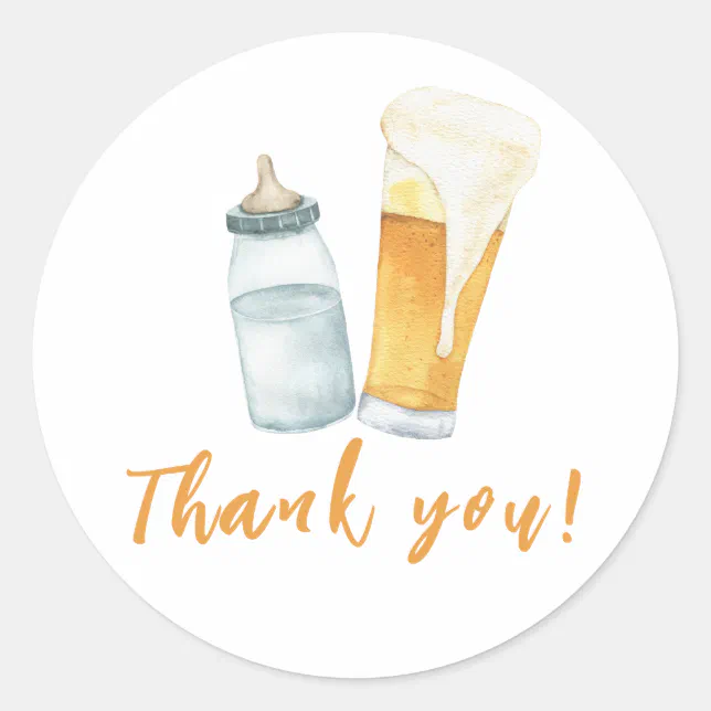 Baby is Brewing Bottle Beer Thank you Classic Round Sticker | Zazzle