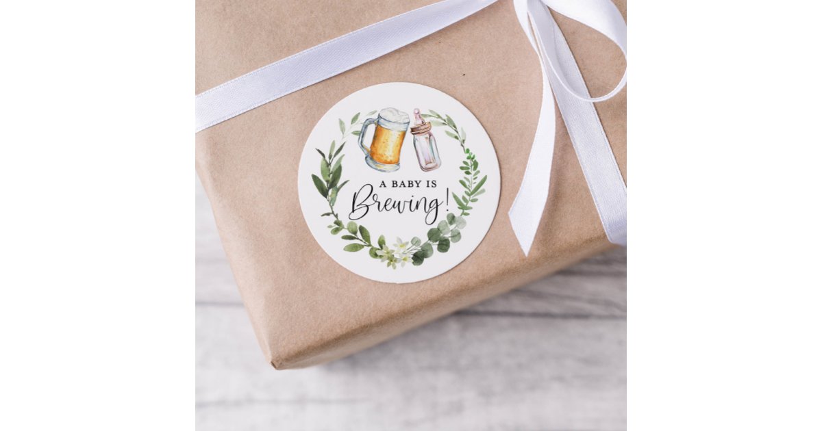 Baby is Brewing Classic Round Sticker | Zazzle