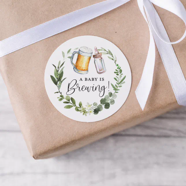 Baby is Brewing Classic Round Sticker | Zazzle