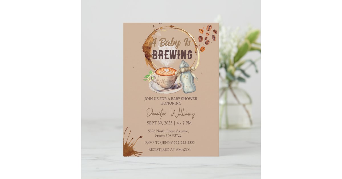 Baby Is Brewing Coffee Baby Shower Invitation | Zazzle