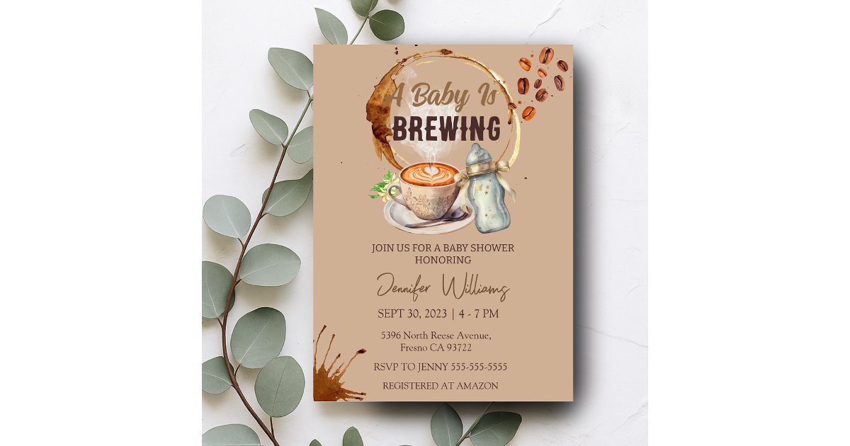 Baby Is Brewing Coffee Baby Shower Invitation | Zazzle