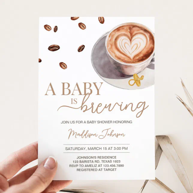 Baby is Brewing Coffee Baby Shower Invitation | Zazzle