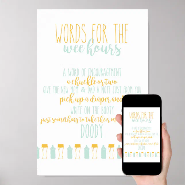 Baby is Brewing Words for the Wee Hours Poster | Zazzle