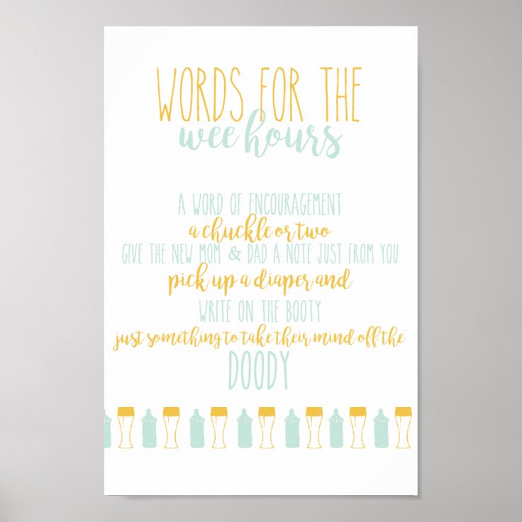 Baby is Brewing Words for the Wee Hours Poster | Zazzle