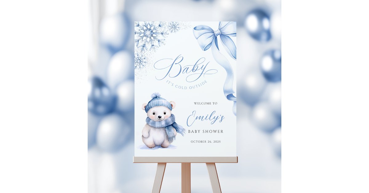 Baby It’s Cold Outside Polar Bear Welcome Sign | Zazzle