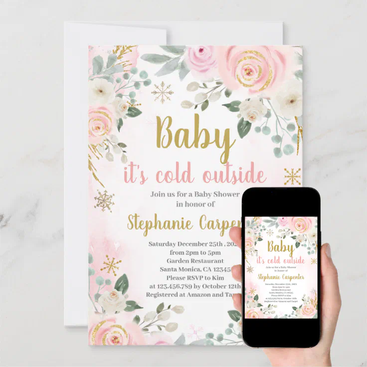 Baby it's cold outside Baby Shower Girl Invitation | Zazzle