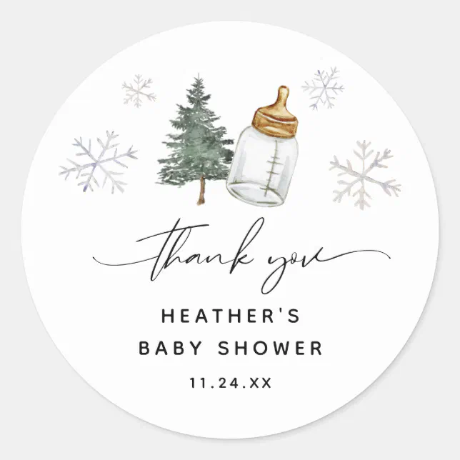 Baby It's Cold Outside Baby Shower Thank You Classic Round Sticker | Zazzle