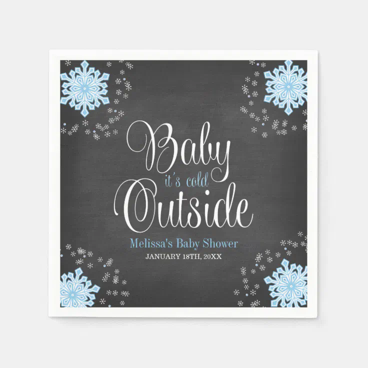 Baby It's Cold Outside Blue Snowflakes Baby Shower Napkins | Zazzle