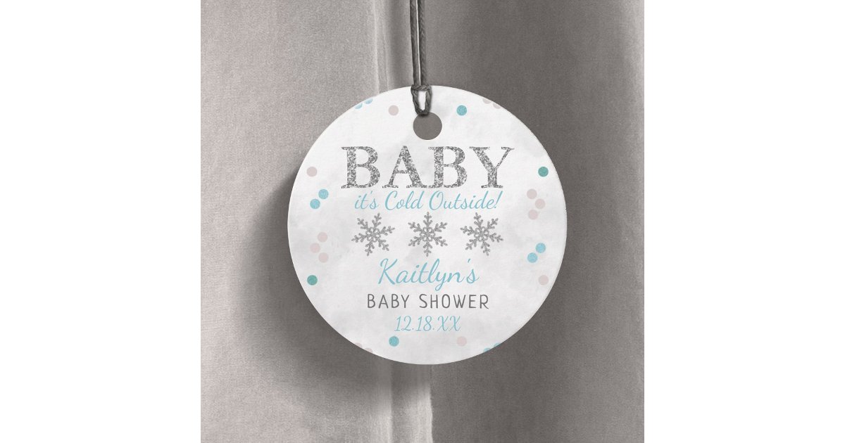 Baby It's Cold Outside Boys Winter Baby Shower Favor Tags | Zazzle
