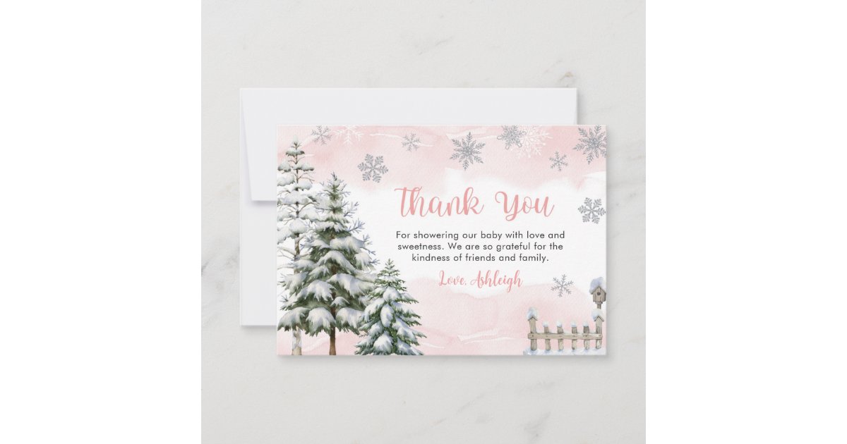 Baby it's Cold Outside Girl Baby Shower Thank You Card | Zazzle
