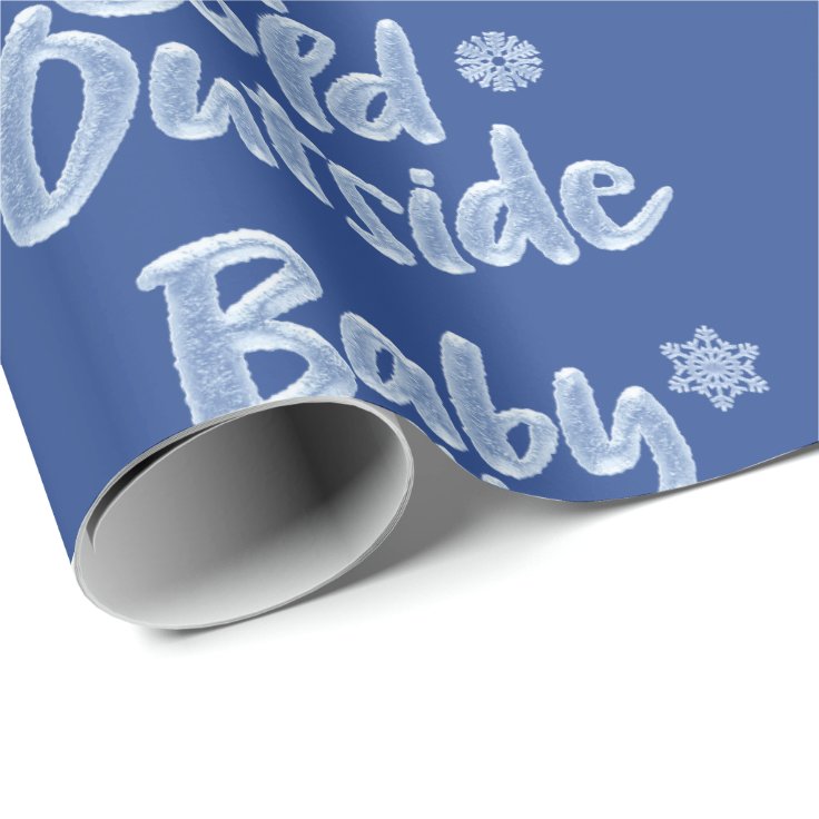 Baby It's Cold Outside Icy Blue Frozen Christmas Wrapping Paper | Zazzle
