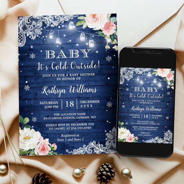 Baby It's Cold Outside Rustic Winter Baby Shower Invitation | Zazzle