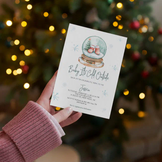 Baby It's Cold Outside Snow Globe Baby Shower Invitation | Zazzle