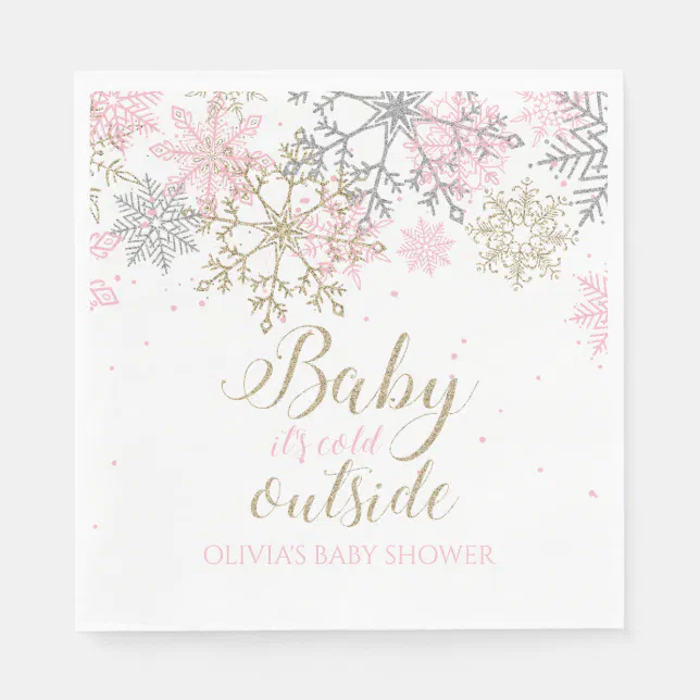 Baby It's Cold Outside Snowflake Baby Shower Napkins | Zazzle