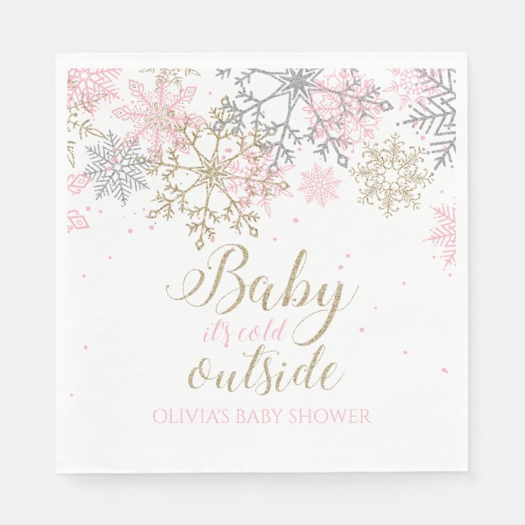 Baby It's Cold Outside Snowflake Baby Shower Napkins | Zazzle