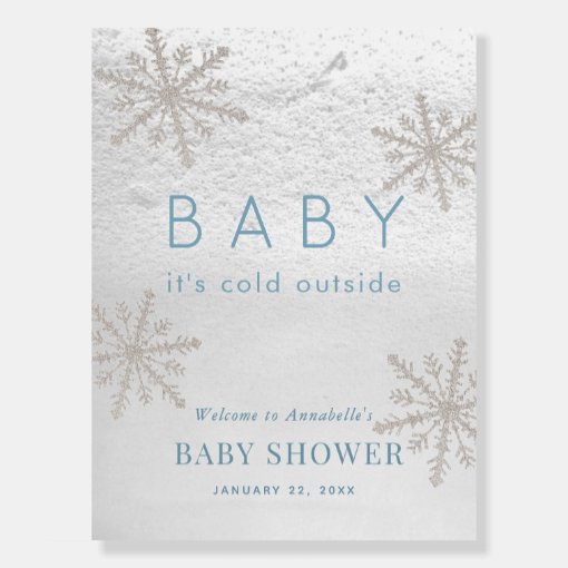 Baby Its Cold Outside Snowflake Blue Baby Shower Foam Board | Zazzle