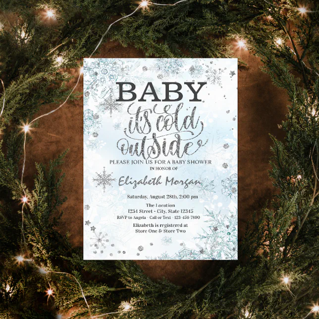 Baby It's Cold Outside Snowflakes Baby Shower Invitation | Zazzle