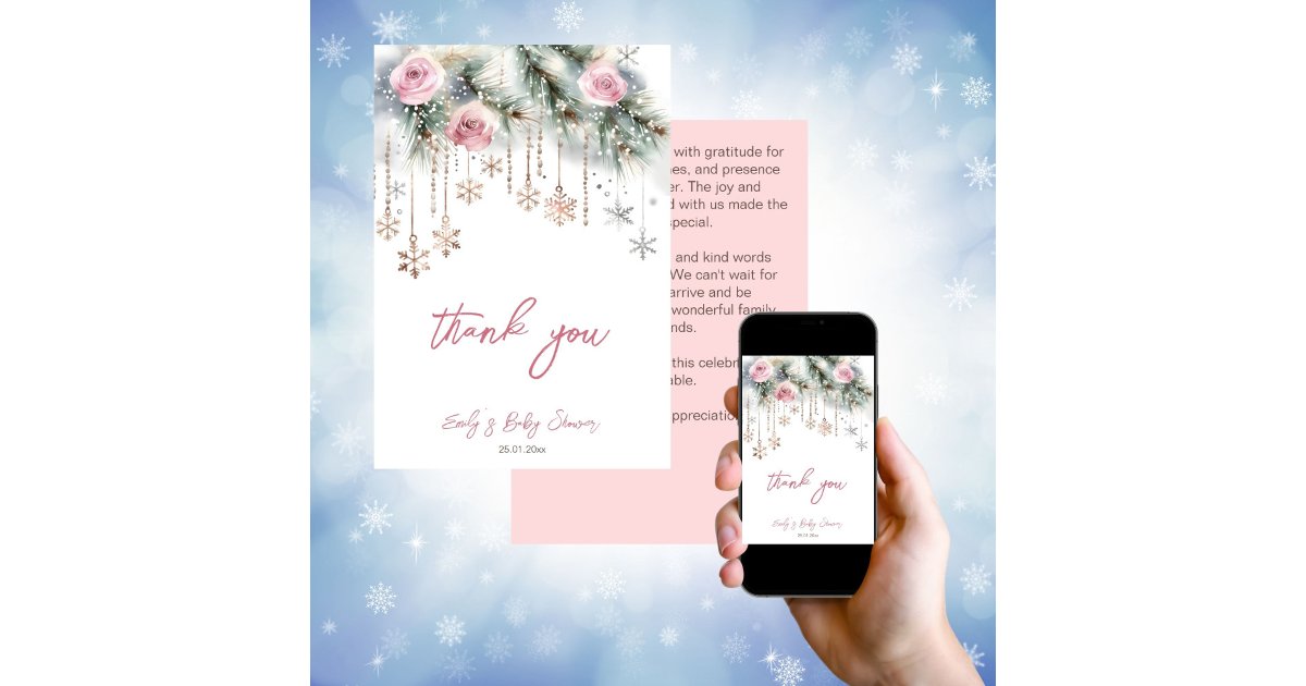 Baby its cold outside winter baby shower thank you invitation | Zazzle
