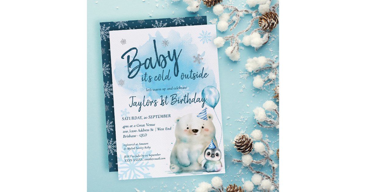 Baby It's Cold Outside Winter Birthday Invitation | Zazzle