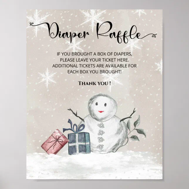 Baby it's cold outside winter diaper raffle poster | Zazzle