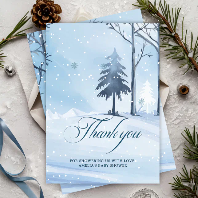 Baby its cold outside winter snowflake baby shower thank you card | Zazzle