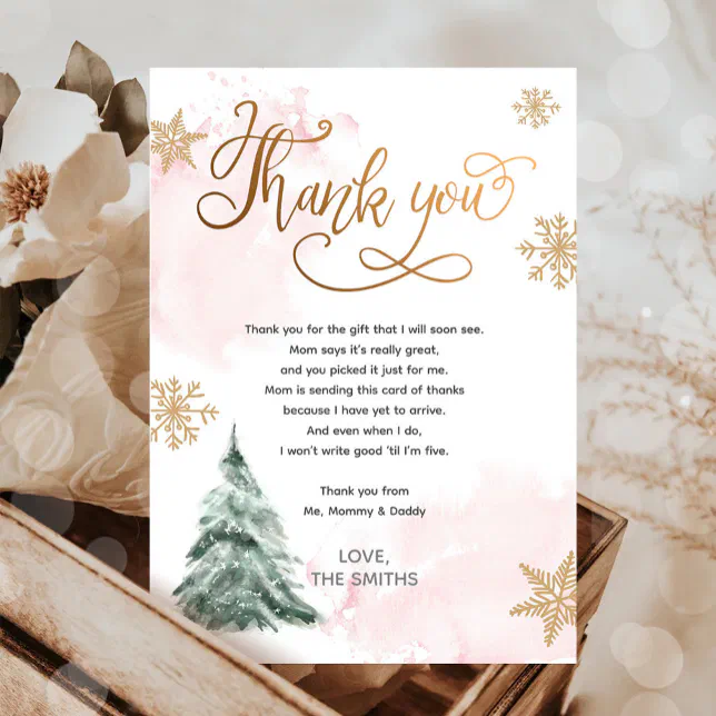 Baby It's Cold Outside Winter Tree Thank You Card | Zazzle