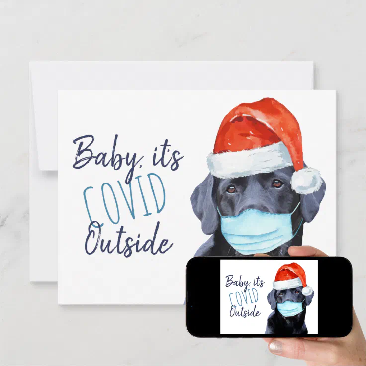 Baby It's Covid Outside - Funny Pandemic Dog Holiday Card | Zazzle