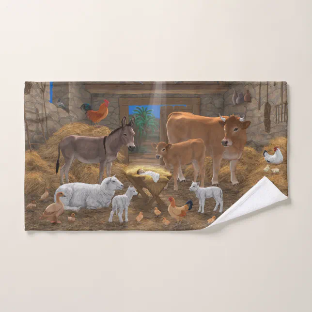 Baby Jesus Manger Holy Night Christmas Nativity Bath Towel Set | Zazzle