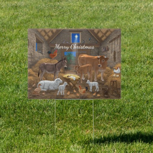 Baby Jesus Manger Holy Night Christmas Nativity Sign | Zazzle