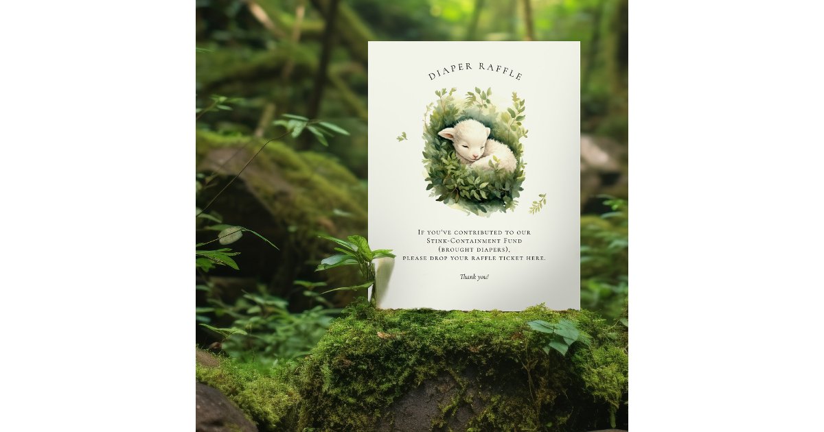 Baby Lamb Diaper Raffle Sign Baby Shower | Zazzle