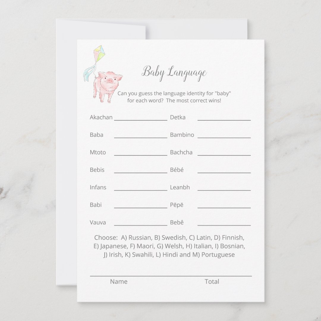 Baby Language Baby Sprinkle Game Card | Zazzle