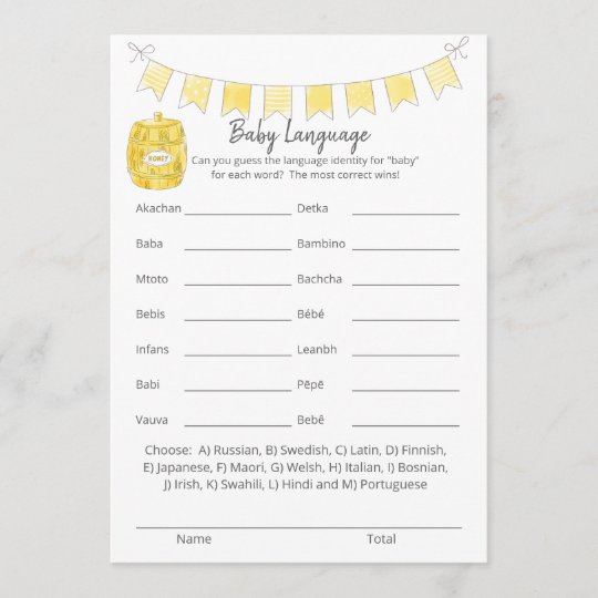 Baby Language Game Teddy Bear Card | Zazzle.com