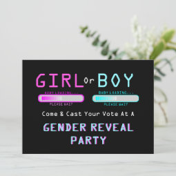 baby loading bar gender reveal party invitation | Zazzle