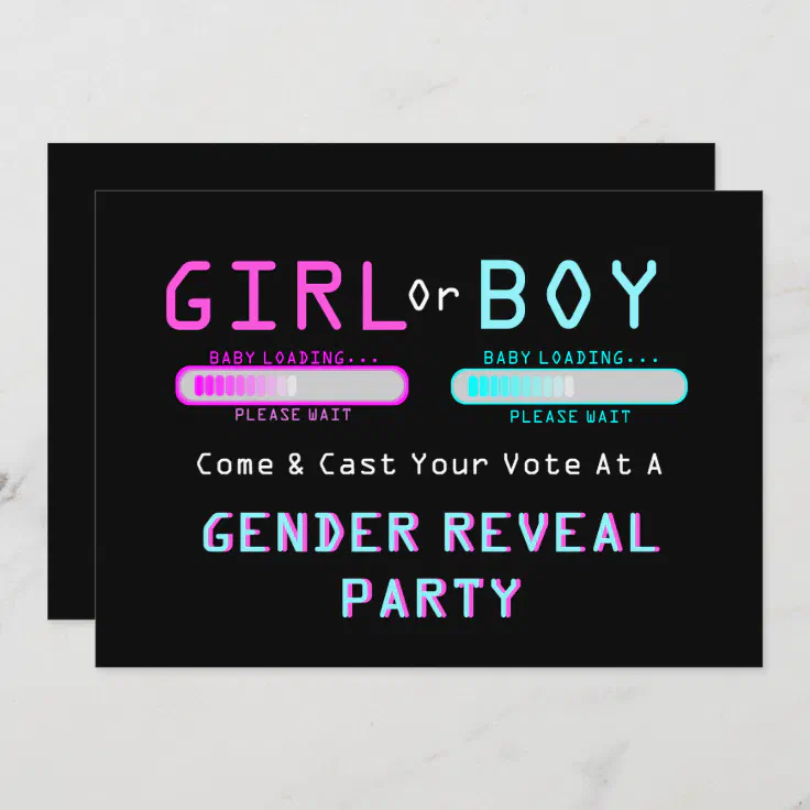 baby loading bar gender reveal party invitation | Zazzle