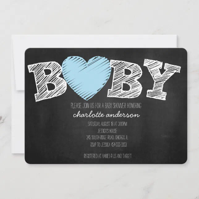 Baby Love Chalkboard Boy Chevron Shower Invitation | Zazzle