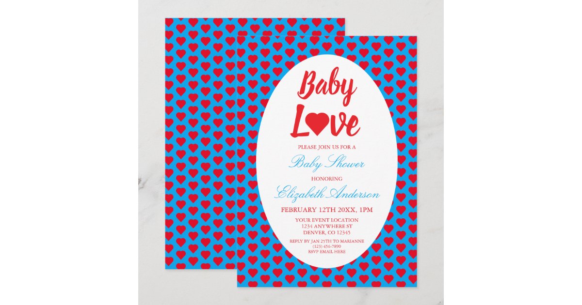 Baby Love Heart Baby Shower Invitation | Zazzle
