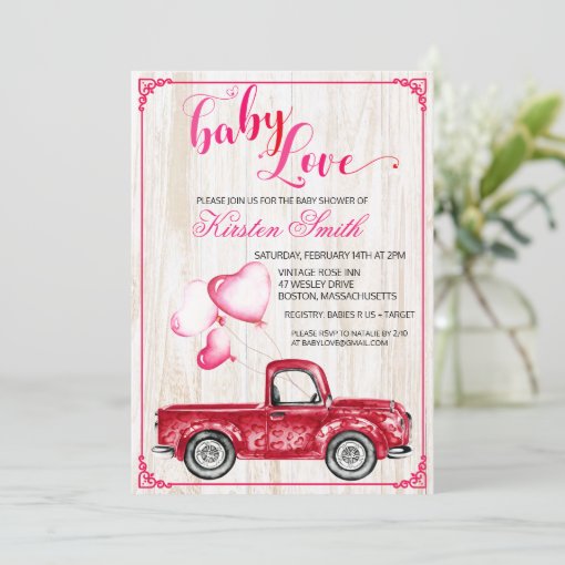 Baby Love Heart Balloons Baby Shower Invitation | Zazzle