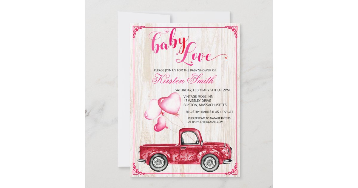Baby Love Heart Balloons Baby Shower Invitation | Zazzle