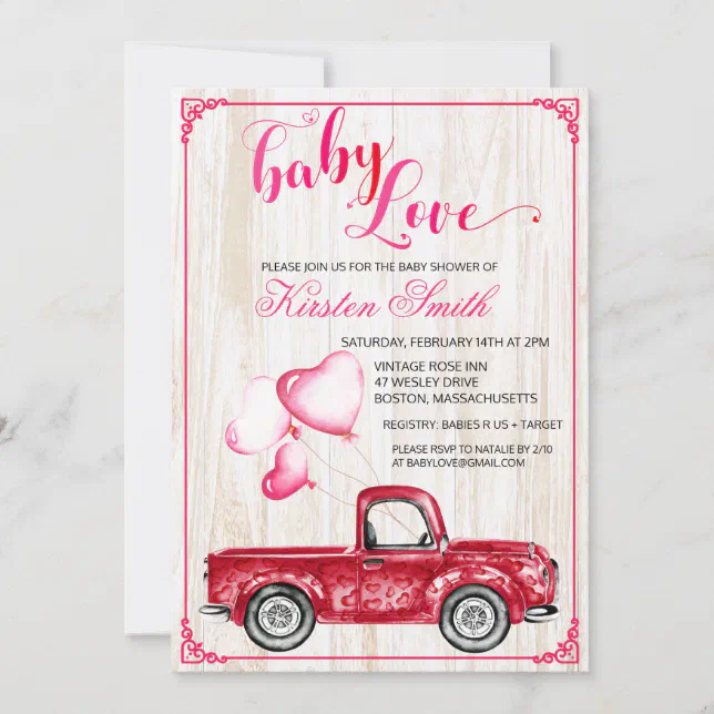 Baby Love Heart Balloons Baby Shower Invitation | Zazzle