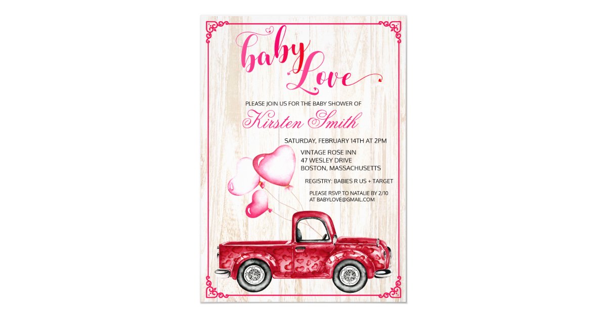 Baby Love Heart Balloons Baby Shower Invitation | Zazzle.com