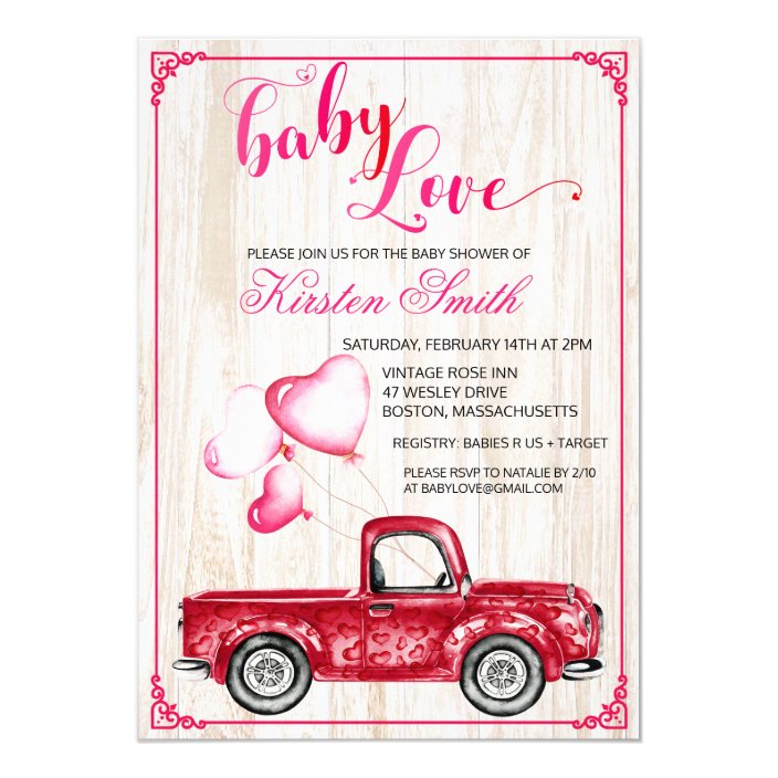 Baby Love Heart Balloons Baby Shower Invitation | Zazzle.com