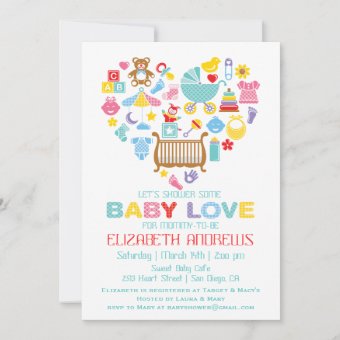 Baby Love Heart Shower Invitation | Zazzle