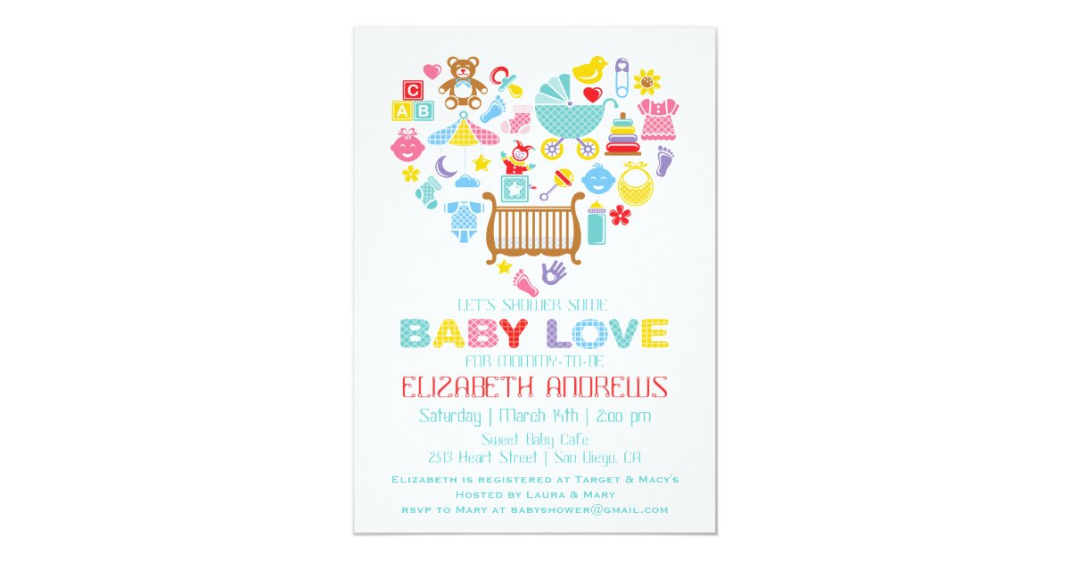 Baby Love Heart Shower Invitation | Zazzle.com