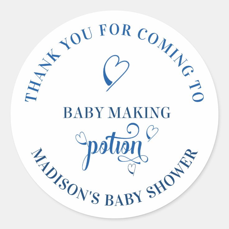 Baby Making Potion Boy Baby Shower Thank You Classic Round Sticker | Zazzle