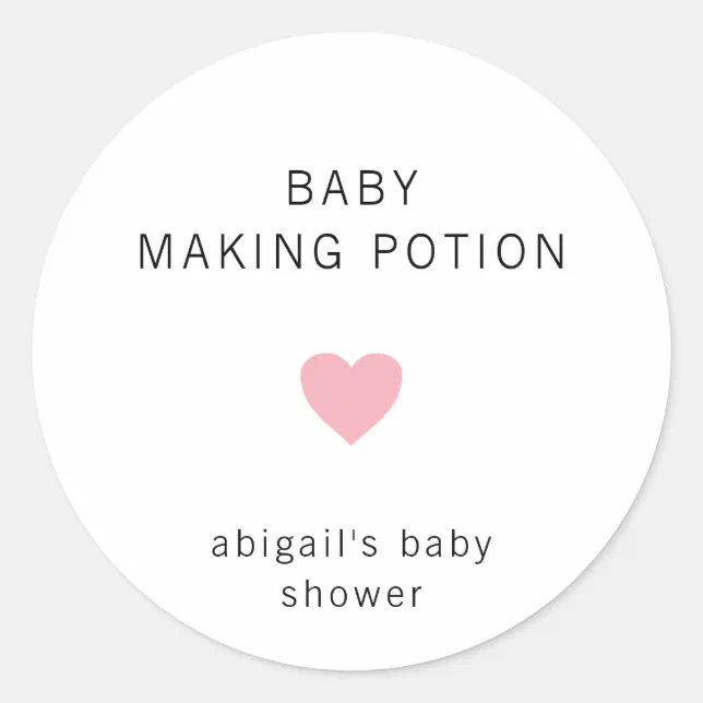 Baby Making Potion Modern Pink Girl Baby Shower Classic Round Sticker ...