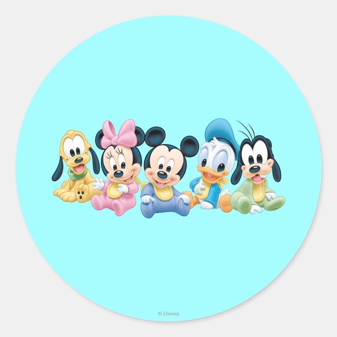 Baby Mickey & Friends Classic Round Sticker | Zazzle