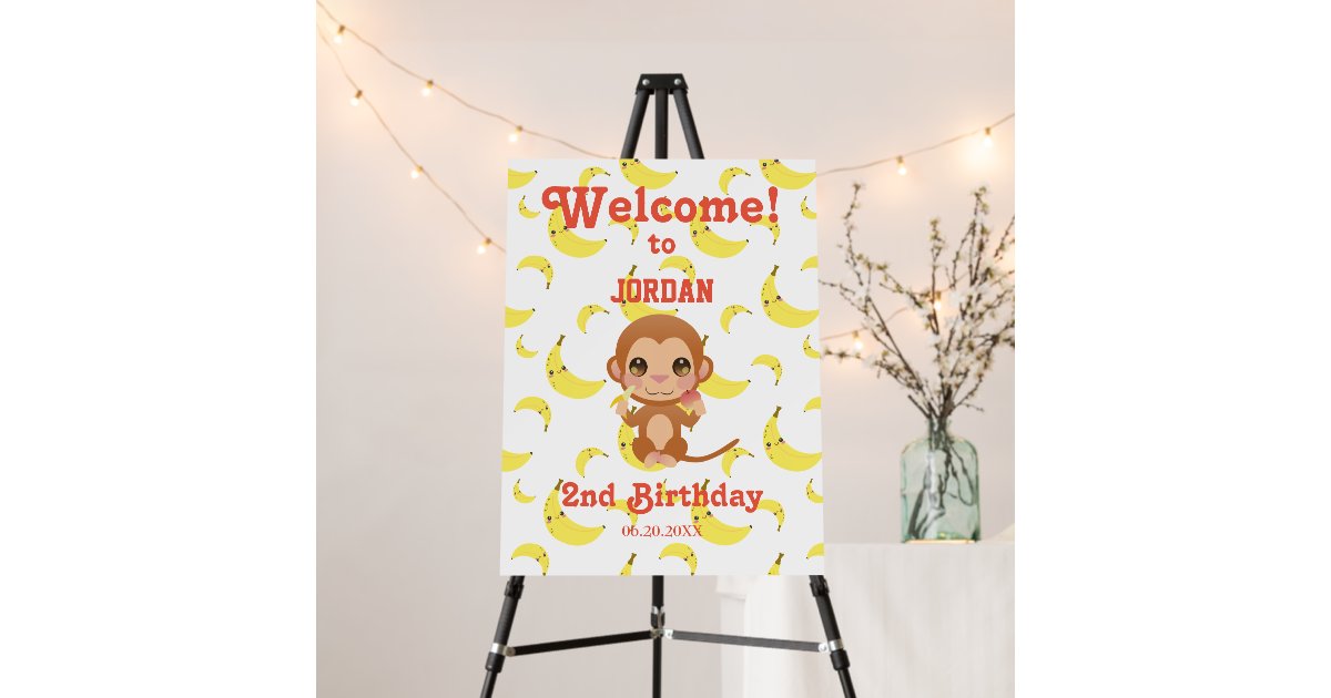 Baby Monkey Birthday Welcome Foam Board | Zazzle