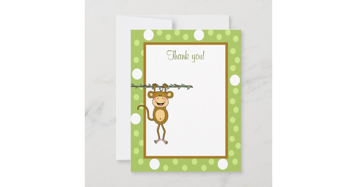 "Baby Monkey" Hanging Around Thank you note Card | Zazzle