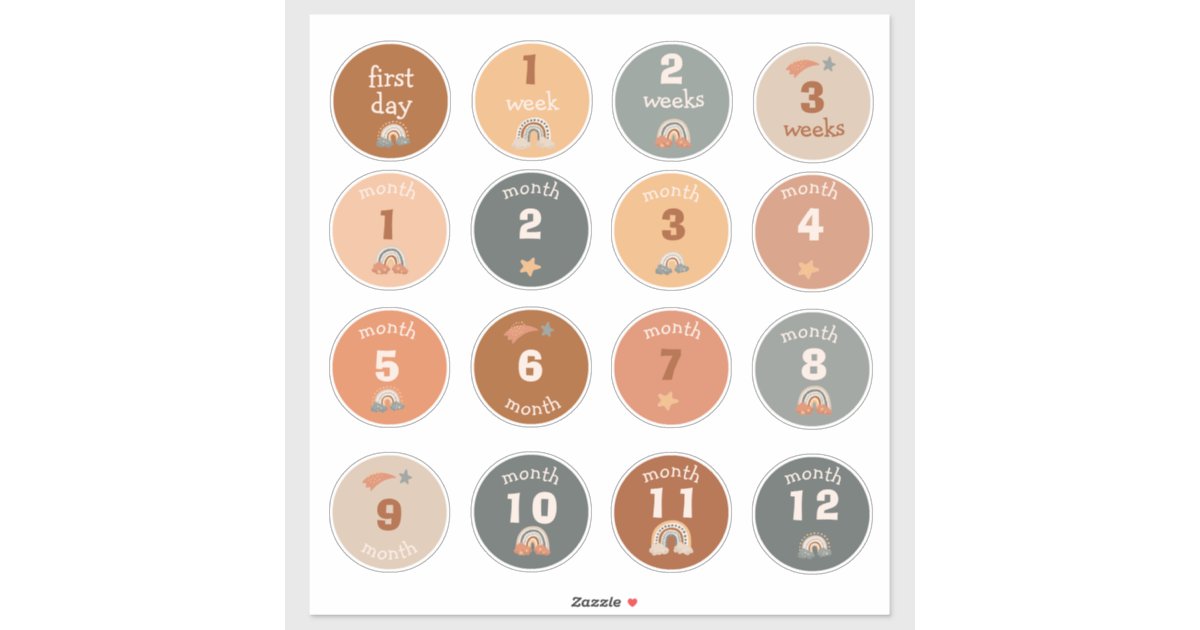 Baby Monthly Milestone Stickers | Zazzle